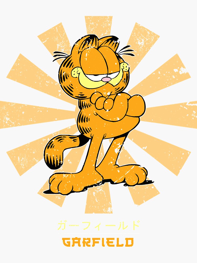 "Garfield Retro Japanese " Sticker for Sale by AbdieJere | Redbubble