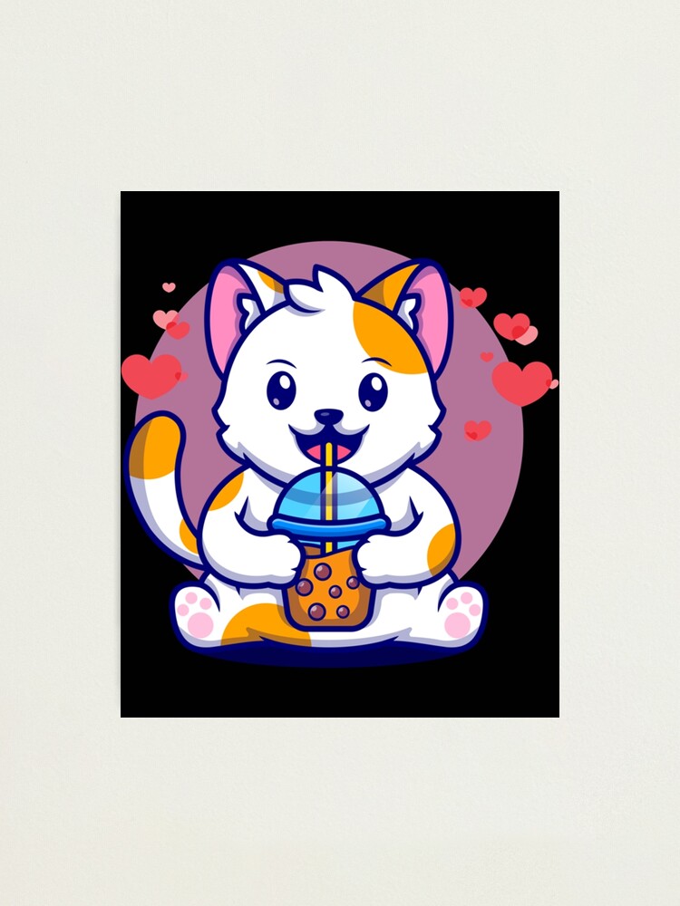 Cat Boba Tea Bubble Tea Kawaii Anime Japanese Neko Girl Photographic