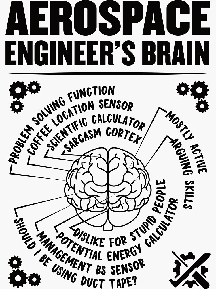 "Aerospace Engineer Brain: Funny Aerospace Engineering Gift" Sticker ...