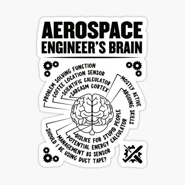 "Aerospace Engineer Brain: Funny Aerospace Engineering Gift" Sticker ...