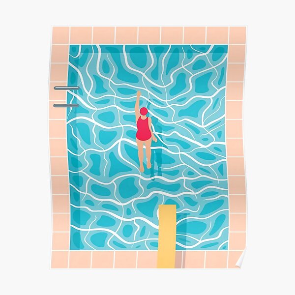"Red Swimmer" Poster for Sale by engmanburl | Redbubble
