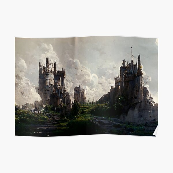 "Cloudy Castles - Epic Castle Fantasy Art" Poster for Sale by ...