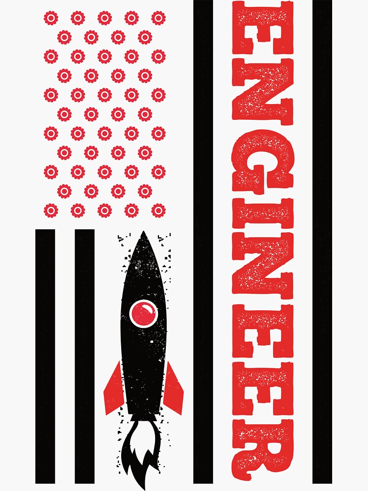 "Engineer Distressed Vintage USA Flag Rocket: Funny Aerospace ...