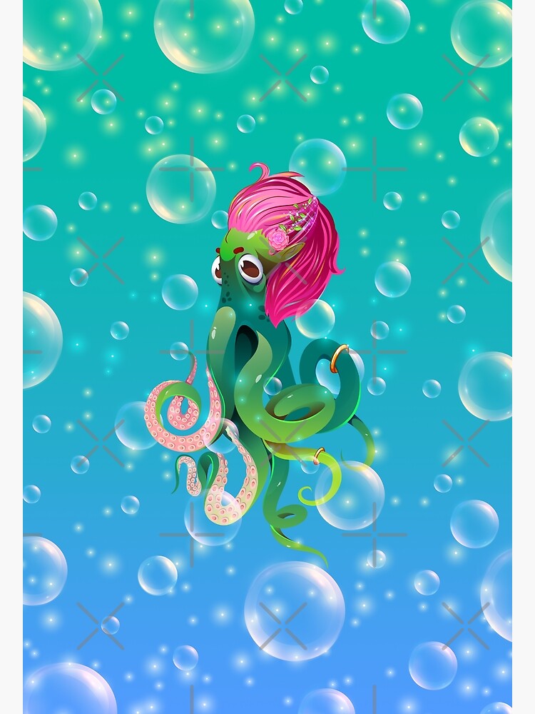 "Monstopus The Magical Green Elf Octopus Sea Monster" Poster for Sale ...