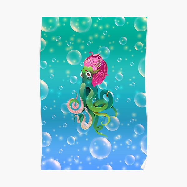 "Monstopus The Magical Green Elf Octopus Sea Monster" Poster for Sale ...
