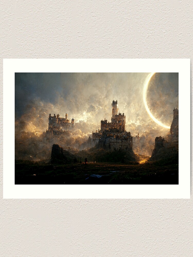 "Clouded Eclipse - Epic Castle Fantasy Art" Art Print for Sale by ...