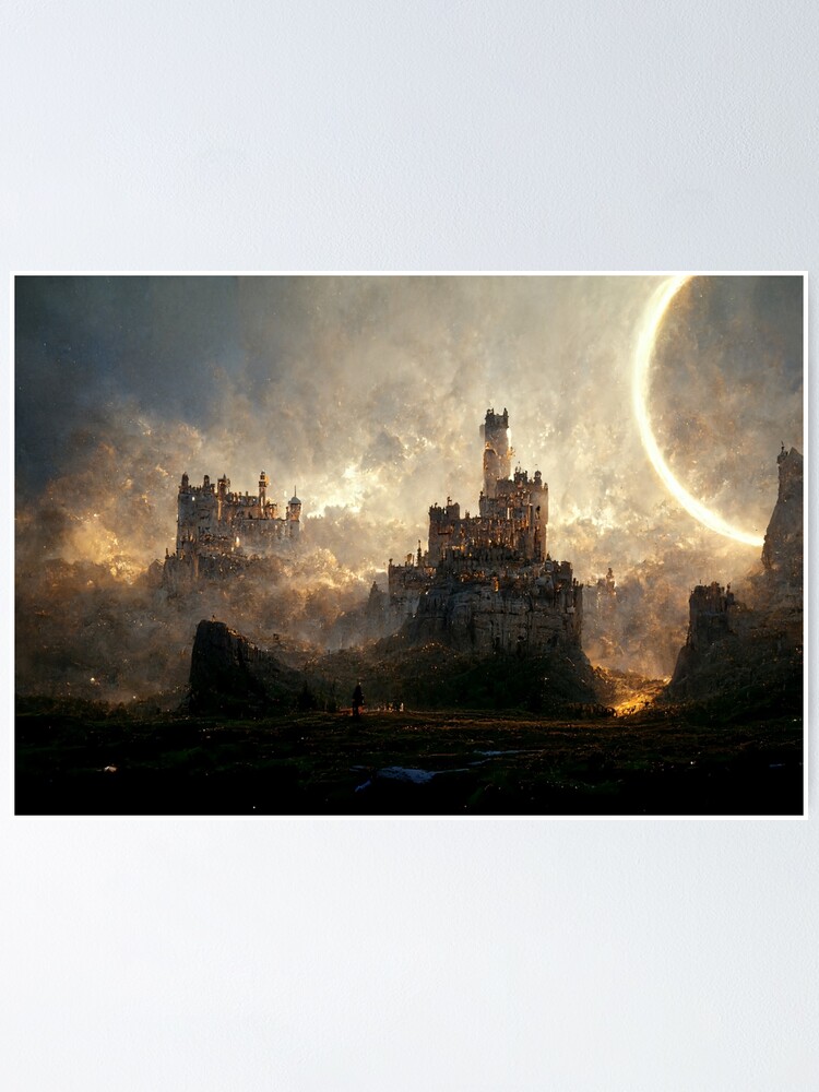 "Clouded Eclipse - Epic Castle Fantasy Art" Poster for Sale by ...