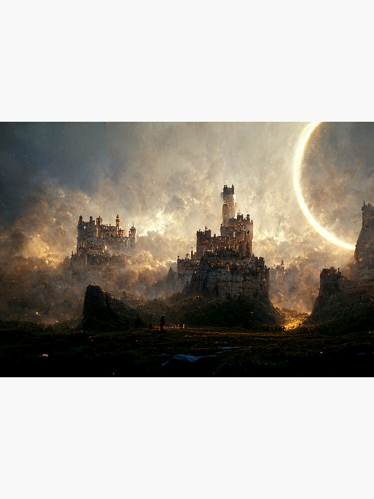 "Clouded Eclipse - Epic Castle Fantasy Art" Sticker for Sale by ...