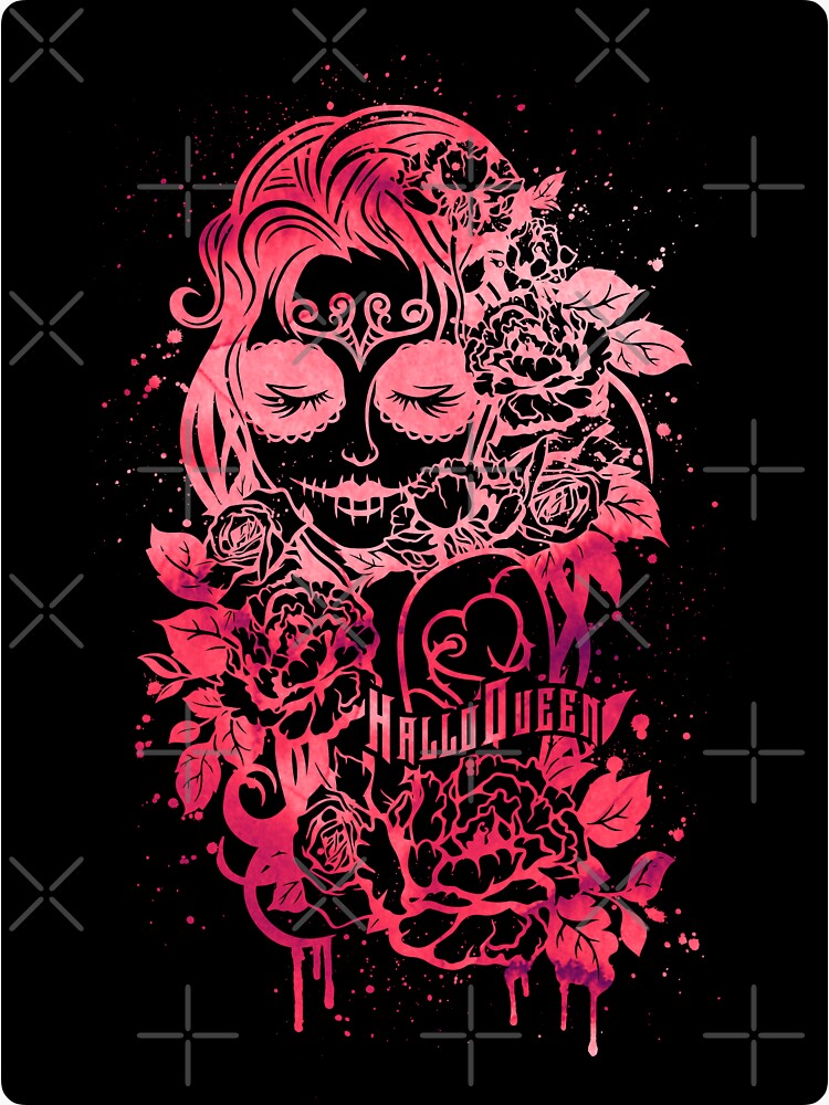 "HalloQueen | Pink Female SugarSkull with Flowers" Sticker for Sale by ...