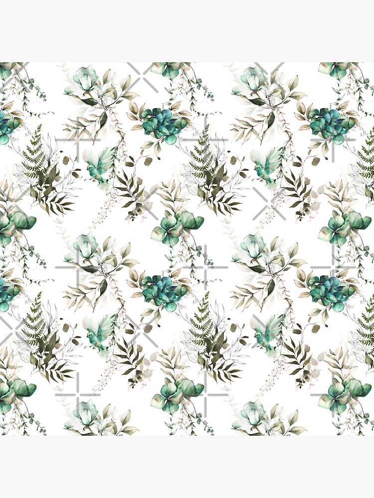 "Watercolor green flowers pattern design for home decor" Sticker for Sale by MissImpossible ...
