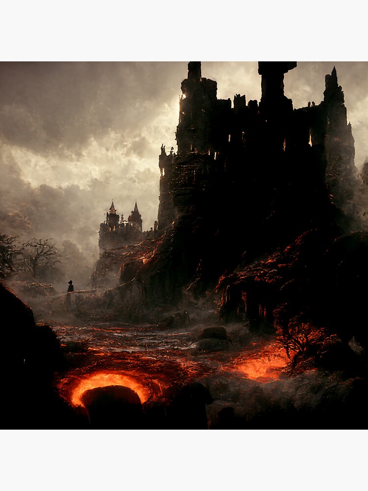 "Volcano Manor - Epic Castle Fantasy Art" Sticker for Sale by ...