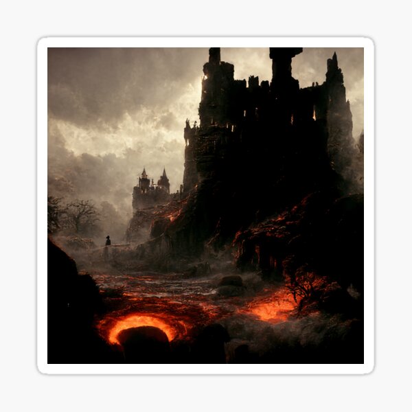 "Volcano Manor - Epic Castle Fantasy Art" Sticker for Sale by ...