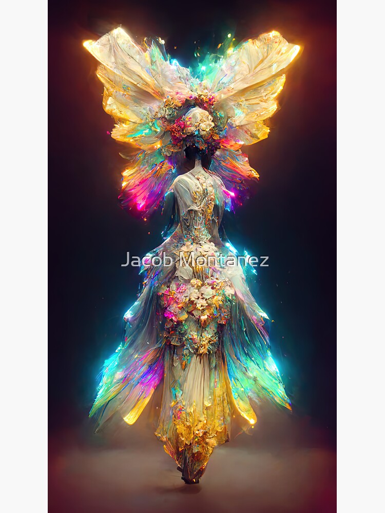 "Kaleidoscopic Winged Sequin Goddess" Sticker for Sale by Jacob ...