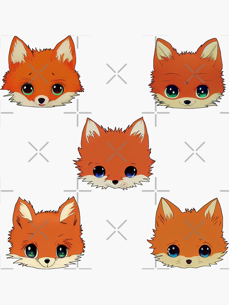 "Cute Fox Sticker Pack 2" Sticker for Sale by Okyo-Studios | Redbubble