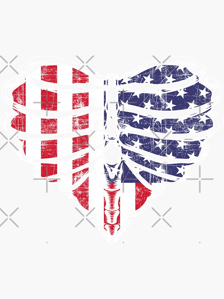 "USA Halloween Skeleton Patriotic American Flag" Sticker for Sale by ...