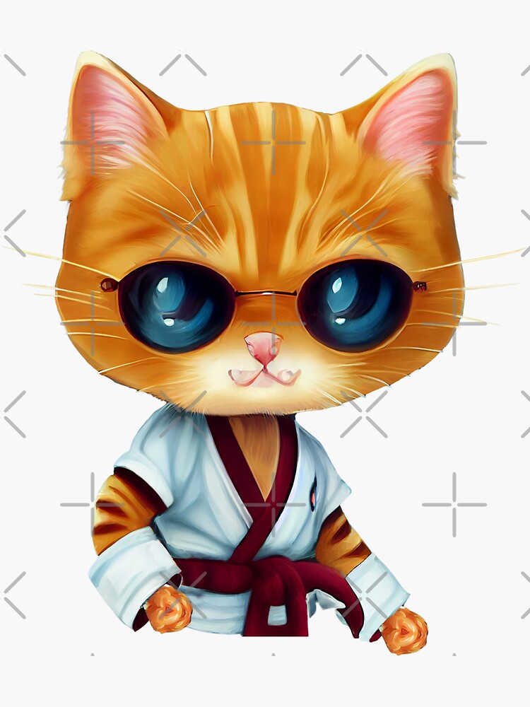 "Karate Cat" Sticker for Sale by MudPuppet | Redbubble