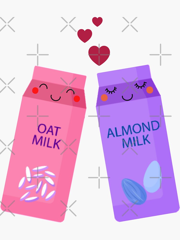 "Cute Oat and Almond Milk" Sticker for Sale by Lauraloris | Redbubble
