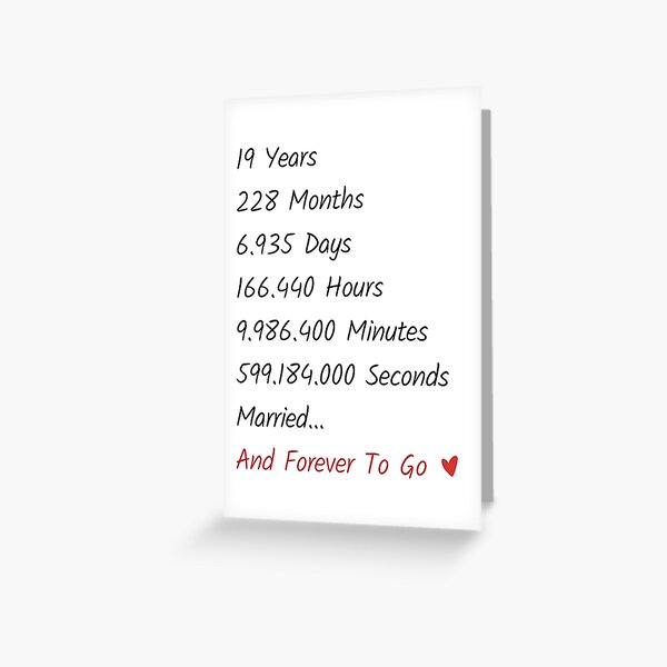 "19th Anniversary Card, 19th Wedding Anniversary Card, 19 Years Married ...