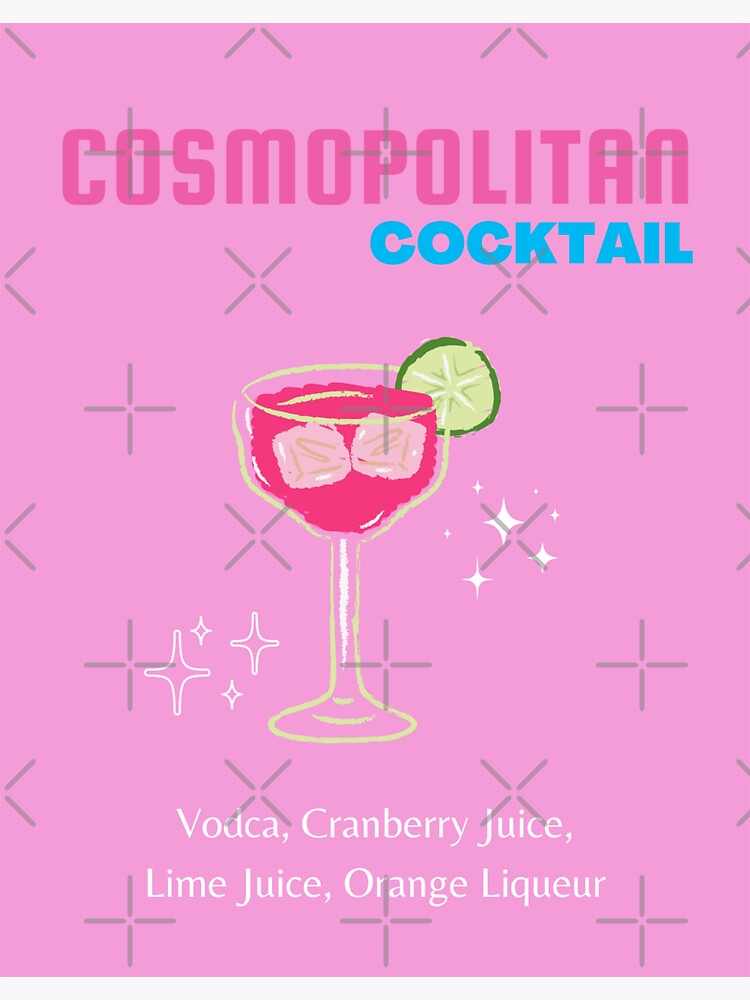 "Cosmopolitan, Cocktail, Drink, Cocktail Art, Preppy, Pink" Sticker for ...
