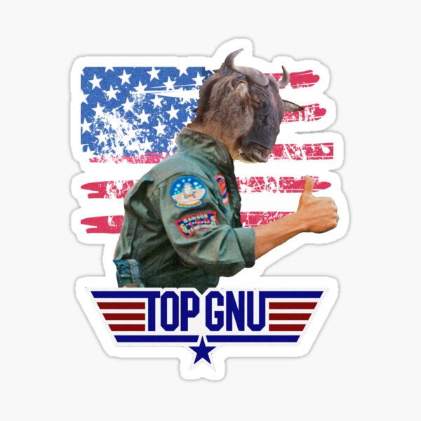 "Top Gun - Top Gnu!" Sticker for Sale by CaptainPotato | Redbubble