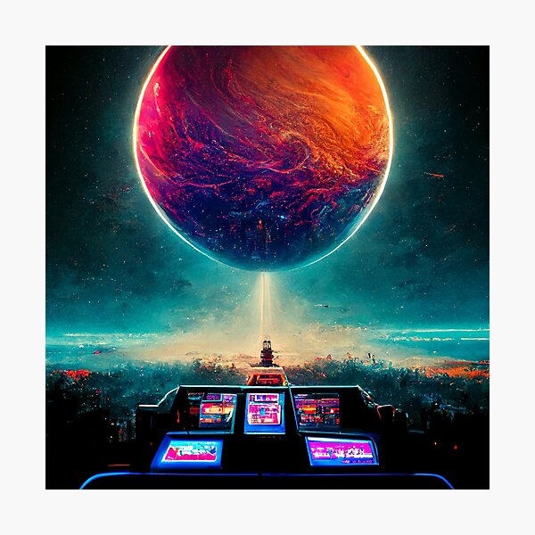 Lámina fotográfica «Máquina de arcade de los años 80 Planeta Vintage Póster» de ArcadeVault ...