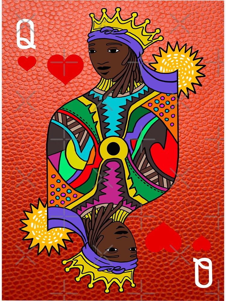 "Black Queen of hearts playing card | Hand drawn artwork" Sticker for ...