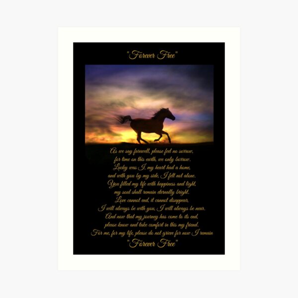 "Forever Free Horse Memorial Card and Art With Original Poem" Art Print ...