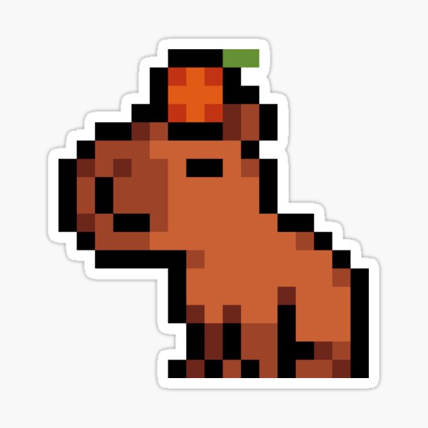 "Smol Pixel Capybara - Mandarin Orange" Sticker for Sale by TofuPixel ...