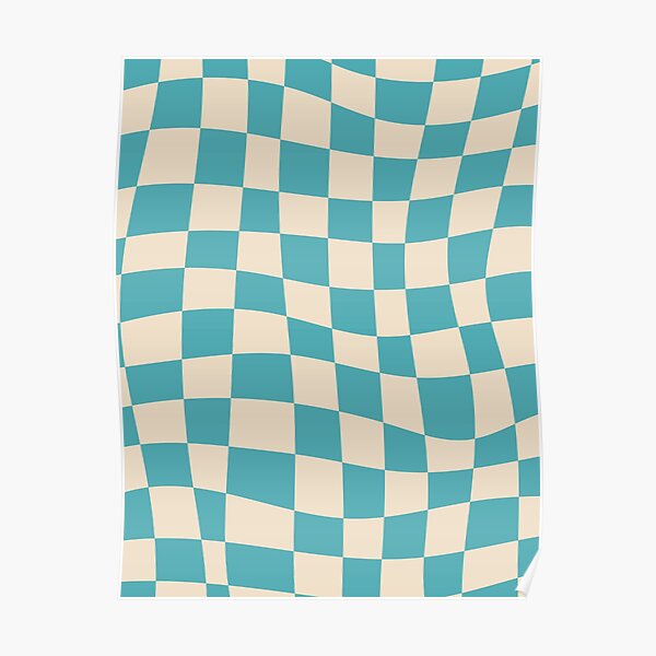 "Wavy checker turquoise " Poster for Sale by koovox | Redbubble