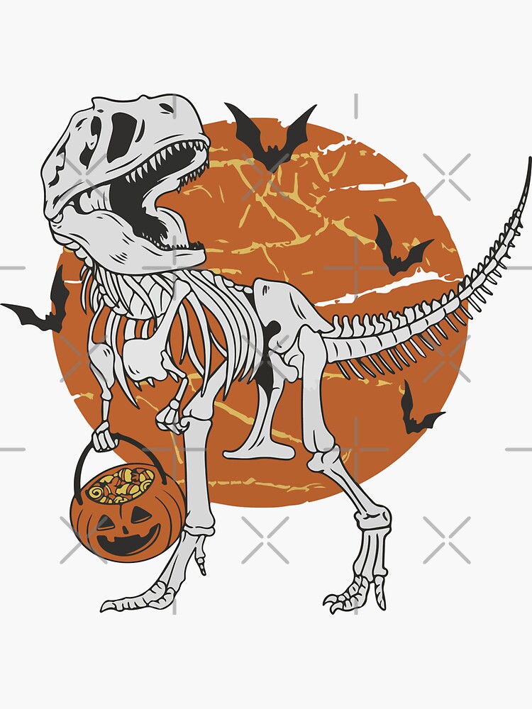 "Halloween horror nights | Halloween t-rex dinosaur skeleton" Sticker ...