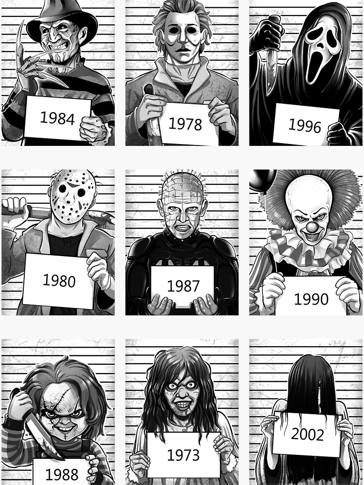 "Horror movie mugshot shirt" Sticker for Sale by SuniTee | Redbubble