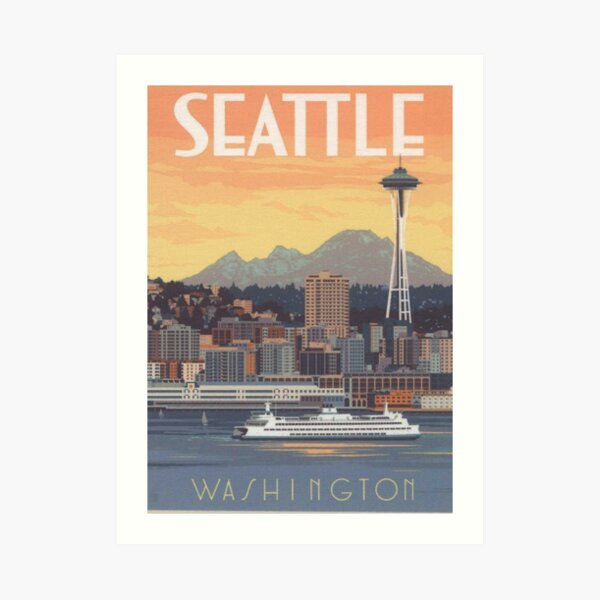 "Seattle Washington Vintage Travel Poster | Seattle Washington Vintage ...