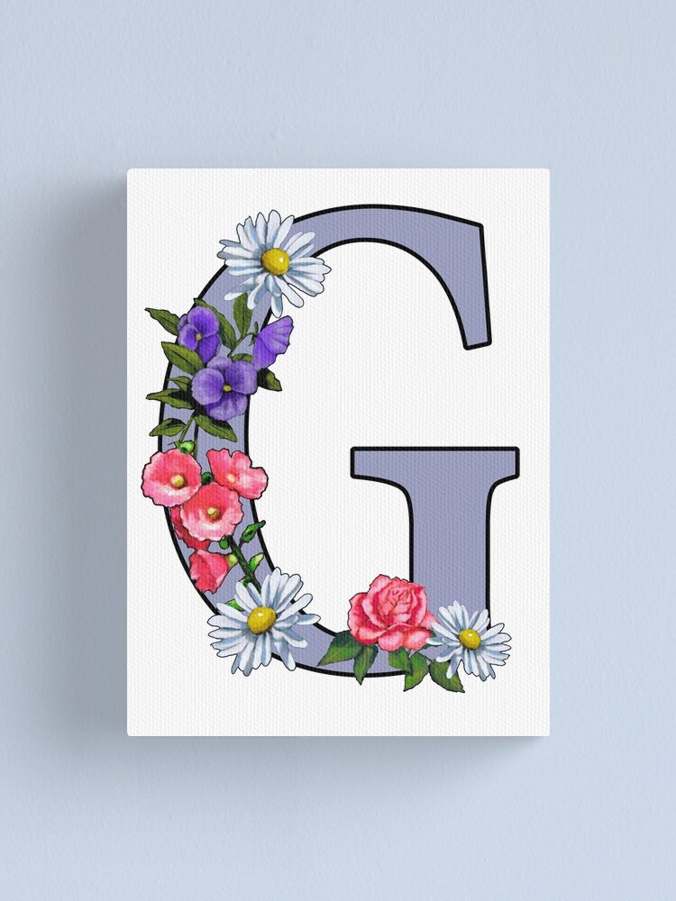 "Letter G, Initial, G Monogram, With Flowers, Art" Canvas Print for ...