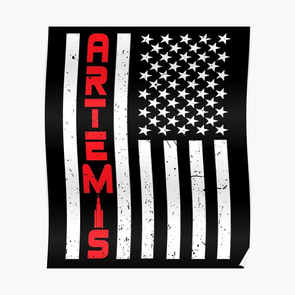 "Artemis Mission Moon US Flag" Poster for Sale by TravelHappiness ...