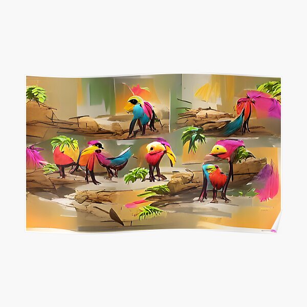 "Parrots on a jungle cliff." Poster for Sale by KaminaKaze | Redbubble