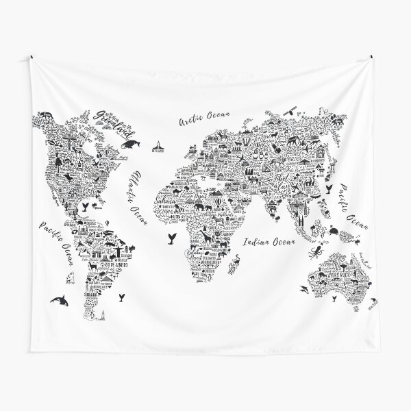 "Typography World Map." Tapestry for Sale by Moloko88 | Redbubble