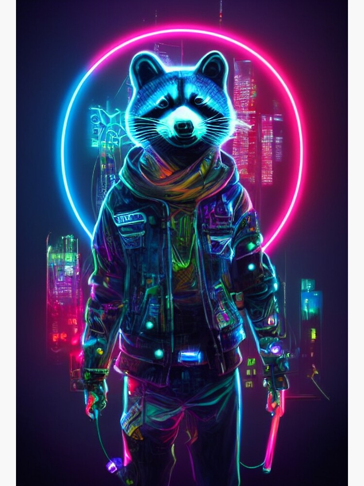 "Cool Raccoon Cyberpunk Sci fi Rebel Cyborg" Poster for Sale by ...