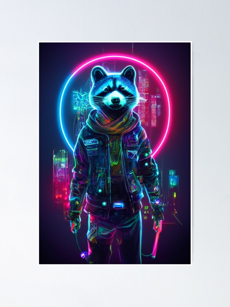"Cool Raccoon Cyberpunk Sci fi Rebel Cyborg" Poster for Sale by ...
