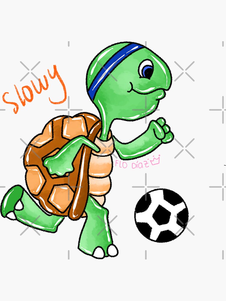 "Slow turtle plays soccer" Sticker for Sale by Princessdrawss | Redbubble