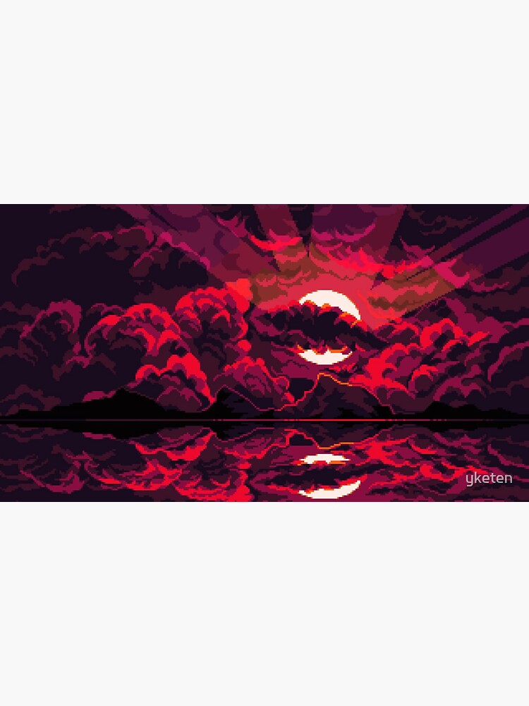 "Red Sun Pixel Art" Sticker for Sale by yketen | Redbubble