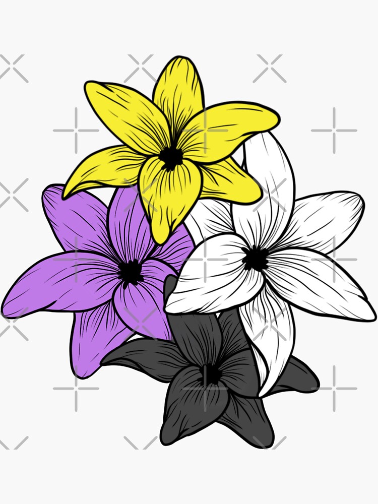 "non binary flowers bouquet" Sticker for Sale by atlasbackache | Redbubble