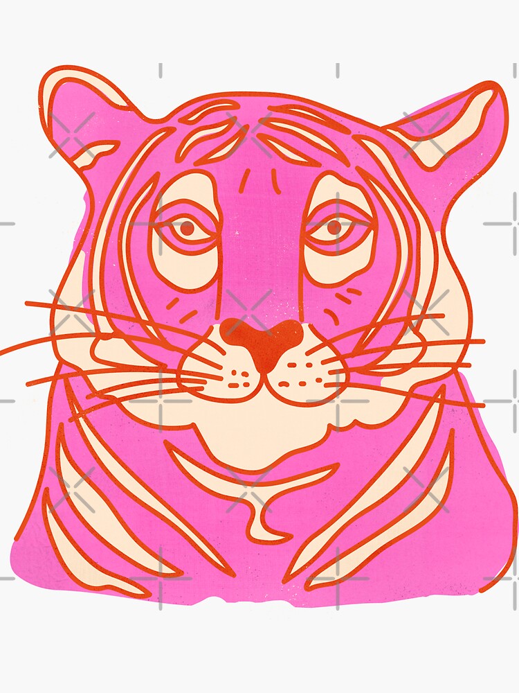 "Hot Pink Tiger Portrait" Sticker for Sale by ShowMeMars | Redbubble