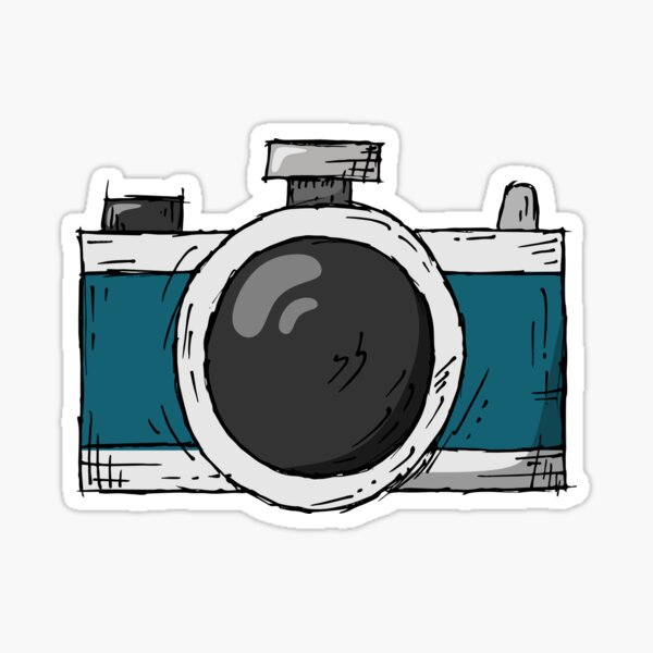 "Blue And White Cartoon Camera" Sticker for Sale by stickersinworld ...