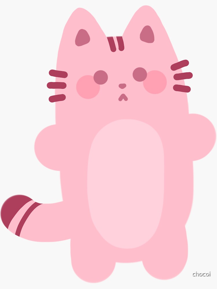 "kawaii pink cat" Sticker for Sale by chocoi | Redbubble