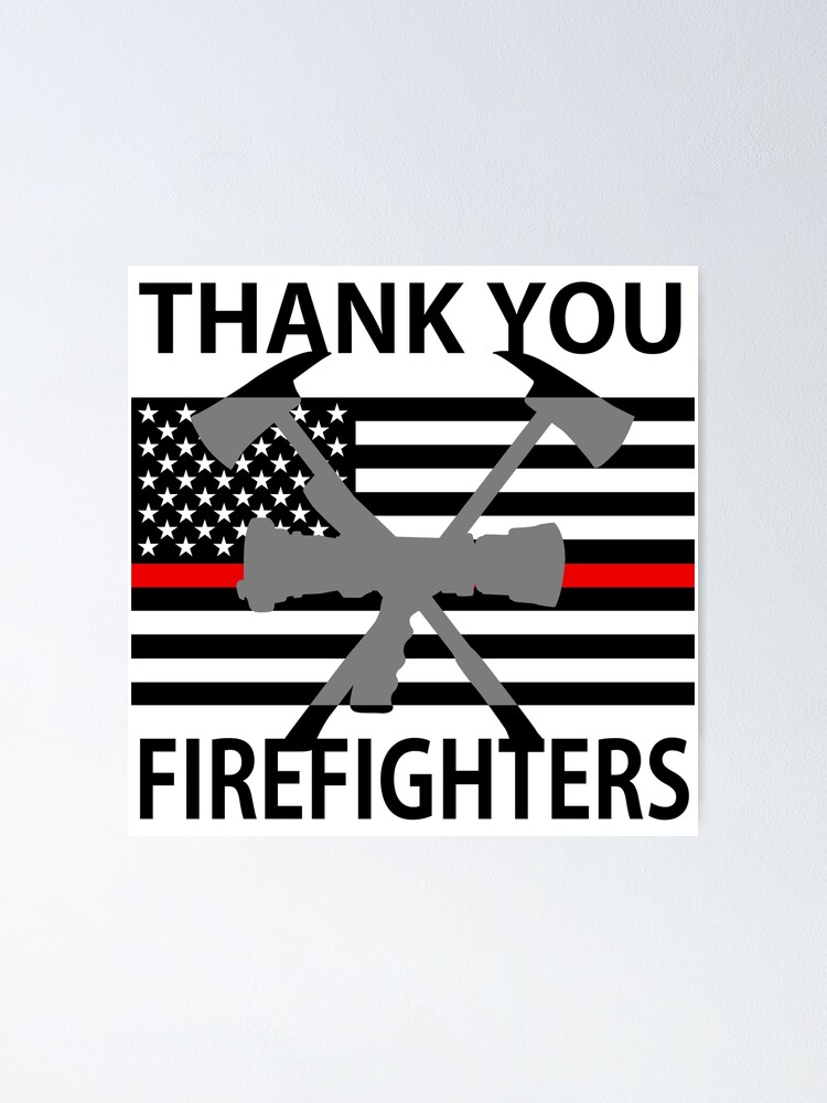 "Thank you firefighters drawing" Poster for Sale by Blondiabshop ...