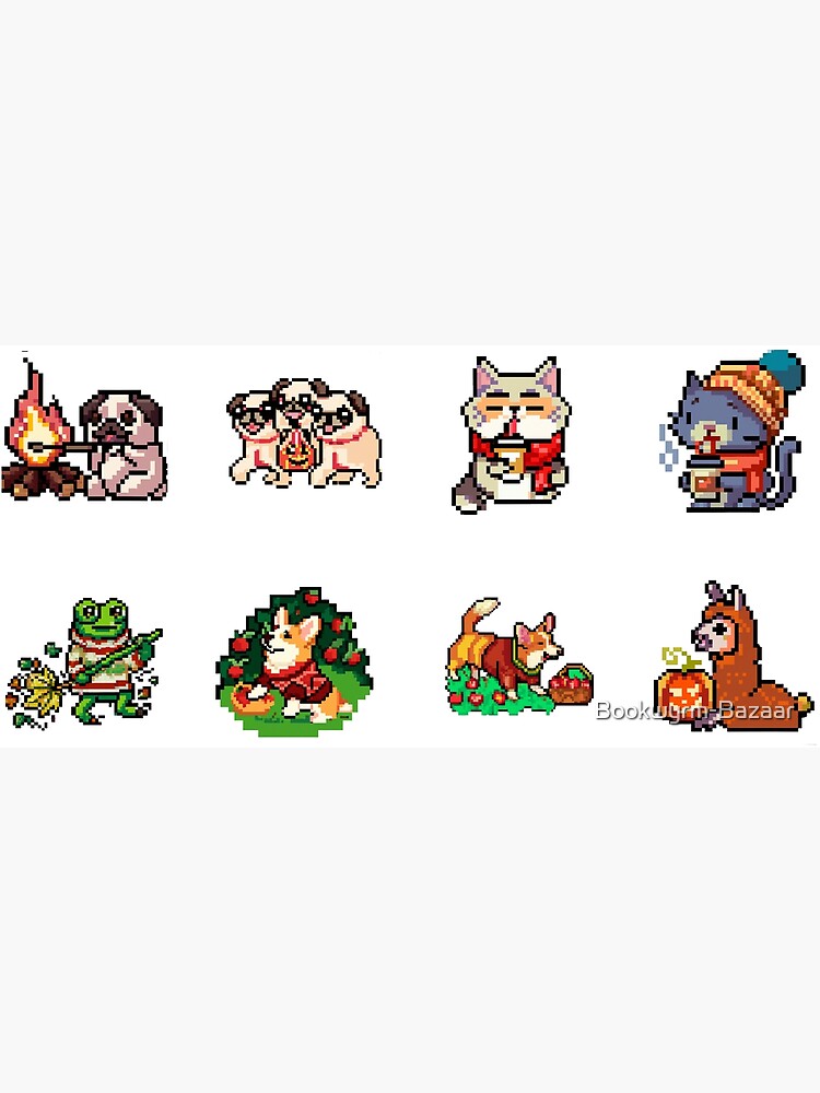 "Cute Pixel Animals - Autumn Fun! Fall Fun! Eight sticker pack!" Art ...