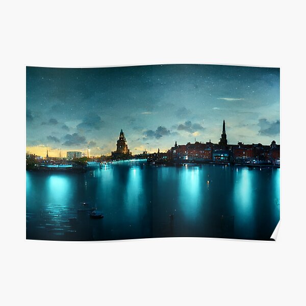 "Neon Copenhagen City Skyline Neonlight / Copenhagen,Denmark" Poster ...