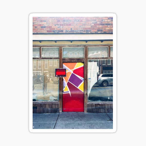 "Colorful Door on Condemned Building" Sticker for Sale by offdutyplaces ...