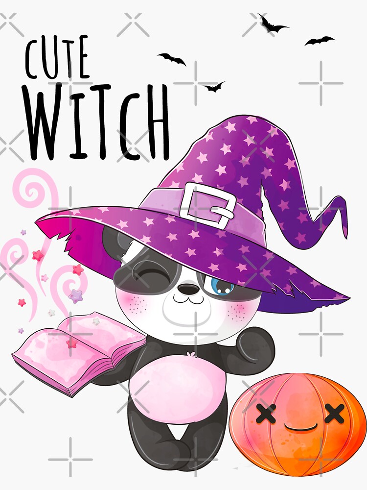 "Cute little panda witch. Halloween." Sticker for Sale by SholtzDesign ...