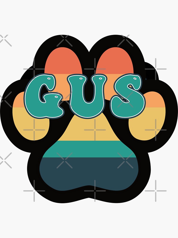 "Gus Dog Name Vintage Sunset Paw Prints on Black - Gus Dog Name ...
